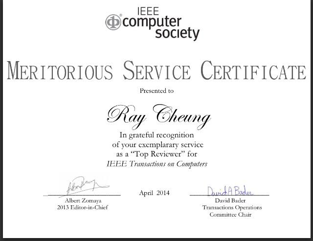 Top Reviewer of TC，Congrats to Dr. Ray Cheung ! | CALAS