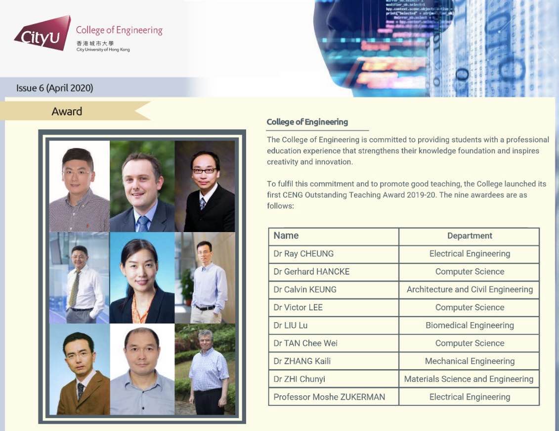 CENG Outstanding Teaching Award – won by Dr. Ray | CALAS